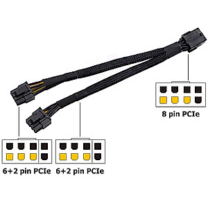 TeamProfitcom 16 AWG GPU VGA PCI-e 8Pin PCI Express Graphics Video Card GPU VGA 8 Pin Female to Dual GPU 8(6+2) Pin Male Splitter Power Sleeved Extension Cable 8 Pin GPU 12-inches