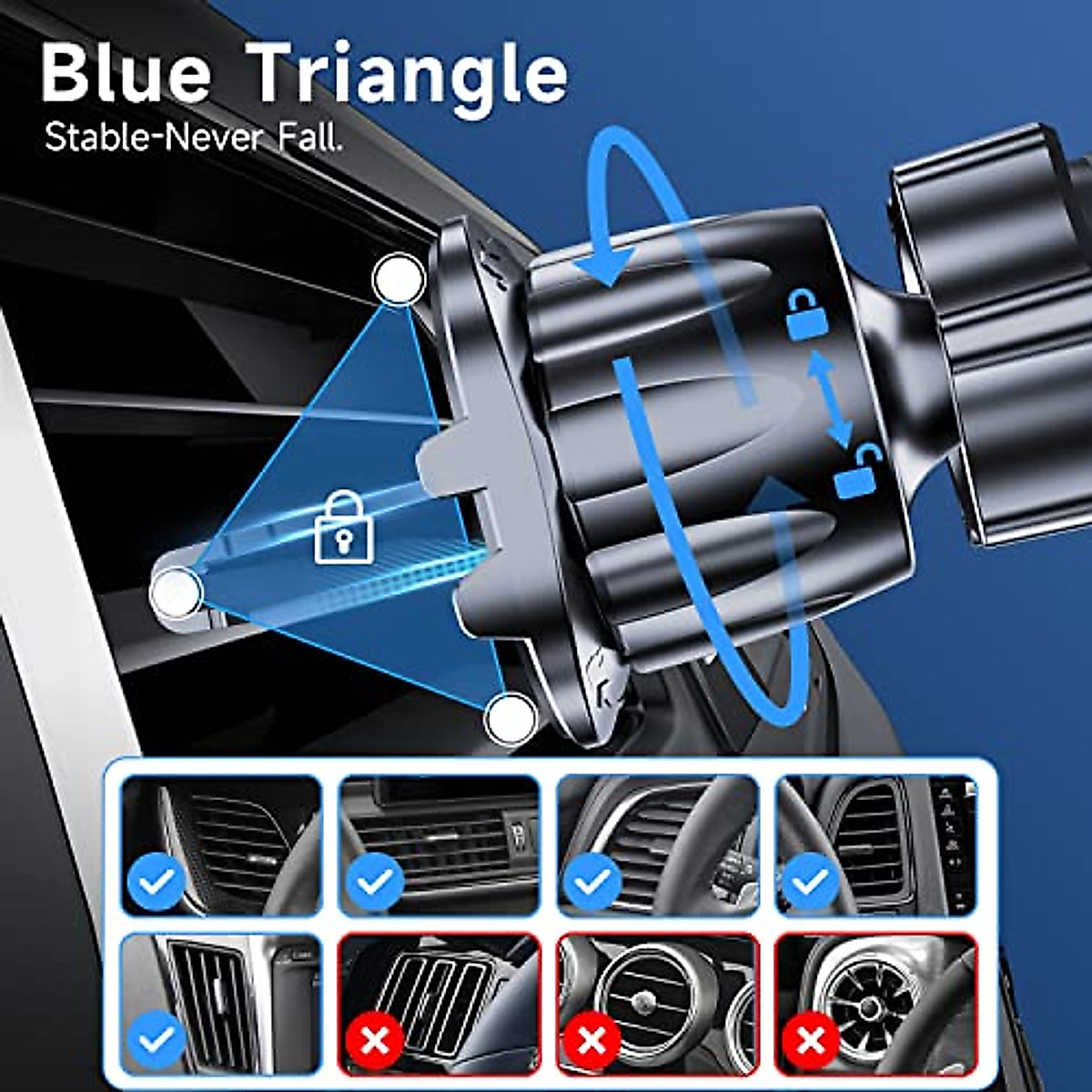 MMY [4 in 1 Phone Mount for Car,Car Phone Holder Mount + [Strong Magnets] Magnetic Phone Holder for Car, [Super Stable & Easy] Upgraded Car Vent Phone Mount Compatible with All Smartphones