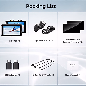 Hollyland Mars M1 [Official] 5.5” Camera Field Monitor Video Transmitter Receiver HDMI SDI Transmission System, 1000nit 3D LUT LCD Touch, 450FT Range 0.08s Latency, 2 Set