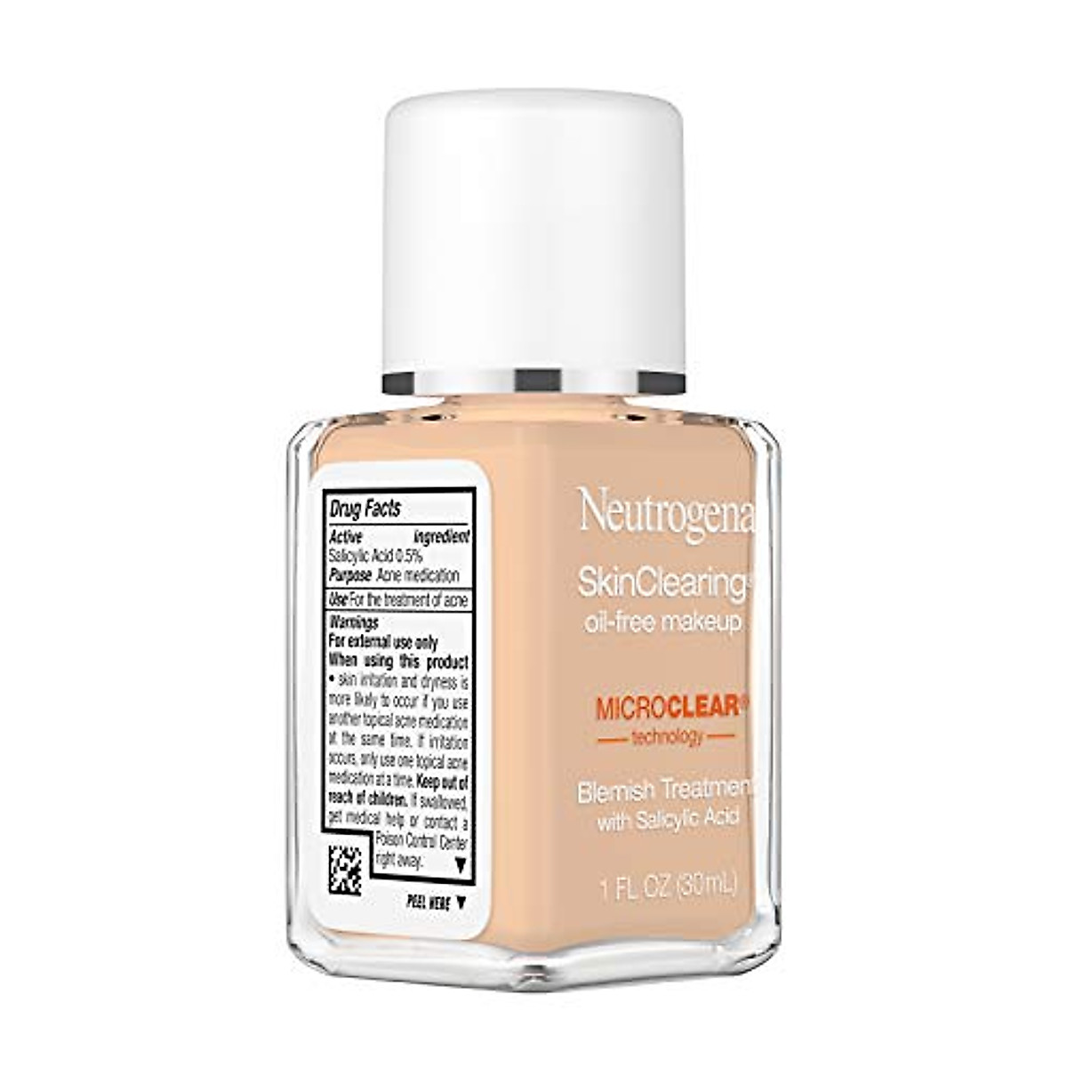 Neutrogena SkinClearing Oil-Free Acne and Blemish Fighting Liquid Foundation with Salicylic Acid Acne Medicine, Shine Controlling, for Acne Prone Skin, 105 Caramel, 1 fl. oz