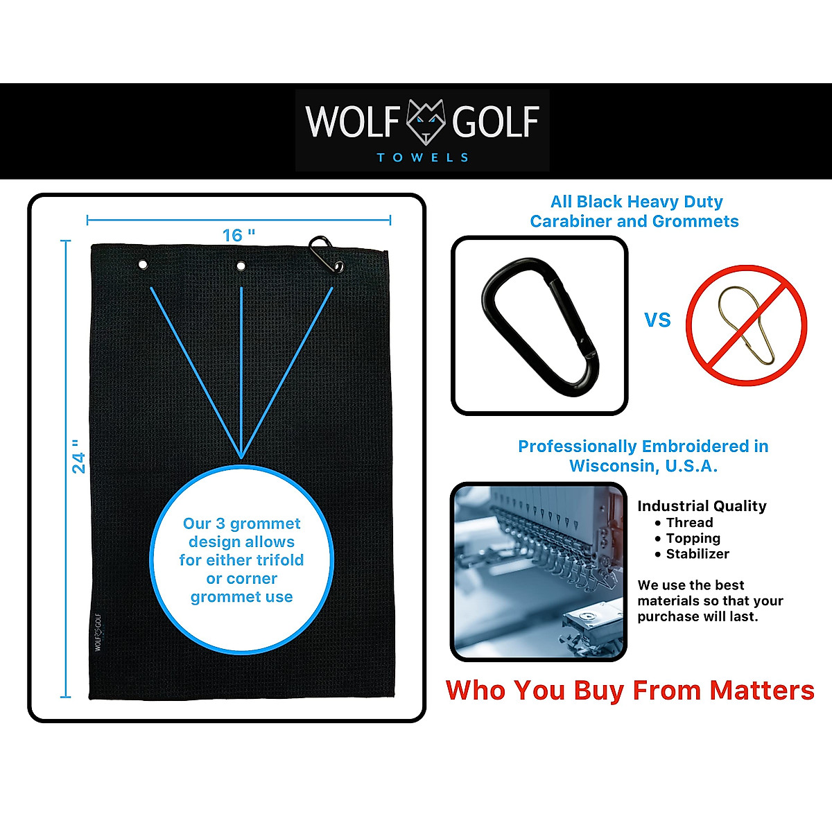 Wolf Golf Towels - It Takes A Lot of Balls to Golf Like I Do Golf Towel - Golf Accessories for Men - Golf Gifts for Men - Embroidered Funny Golf Towel