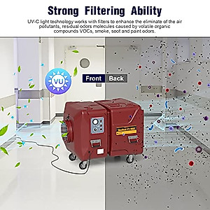 Abestorm 2000 CFM Air Scrubber Commercial with 4 Stage Filtration Negative Air Machine HEPA Air Scrubbers UV-C Light Air Cleaner for Commercial, Industrial, Damage Restoration, and Large Spaces