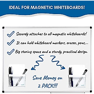 YES4QUALITY Magnetic Pen Holder for Refrigerator with Strong Magnetic Back (2 Pack) - Dry Erase Marker Holder Ideal for Whiteboard, Fridge - Pencil Cup (2 Pack)