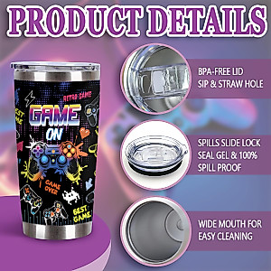 Gamer Gifts, 20 Oz Stainless Steel Game Controller Tumbler with Straw&brush, Gifts for Boyfriend, Gamer Tumbler, Presents, Gaming Tumbler, Birthday/Christmas/Holiday/Thanksgiving Gift for Game Lovers