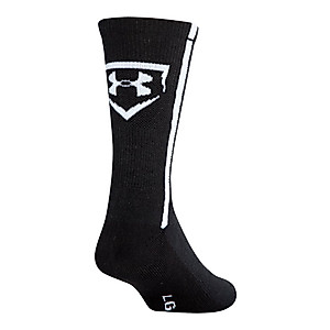 Under Armour Men's --Baseball Crew Socks (1 Pair), Black/White, Large