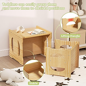 NOVGOBHOT Montessori Weaning Table and Chair Set, Toddler Activity Table and Chair Set, Multifunctional Montessori Furniture Learning Eating Table for 1-4 Age Toddler Gift