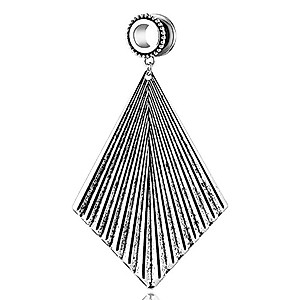 Pierced Republic Dangling Large Pendant Ear Gauges - Pair of Stainless Steel Screw-On Ear Plugs - 6 Size Options (9/16" (14mm))