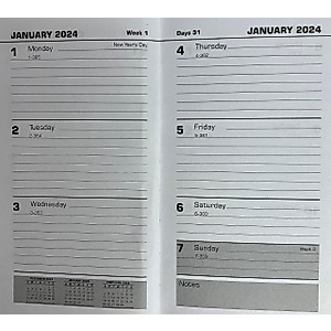 2024 WEEKLY Business Pocket Planner Agenda Calendar Appointment Diary Book 4x6 3x6 (Blue)