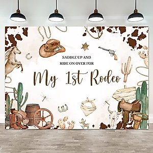 Hilioens 7×5ft My 1st Rodeo Backdrop Western Cowboy First Birthday Background for Girl Wild West Cactus Mexican Cowboy Party Decorations Banner Supplies