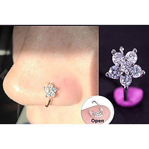 Ocptiy 18G Nose Ring hoop Stud Piercing Jewelry for Women 18Gauge Stainless Surgical Steel Hypoallergeni Silver Straight Cubic Zirconia Nose Nostril Ring Pin Bone Stud Piercing Hoop Jewelry Women Men