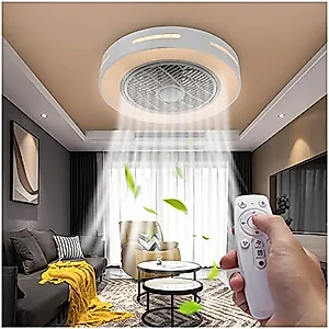 Bedroom Modern Ceiling Fan with Light Low Profile Ceiling Fan, 20" Flush Mount Ceiling Fan with Lights Remote 3 Colors Dimmable LED 3 Speeds 5 Blades Enclose Ceiling Fans for Indoor (Style E)
