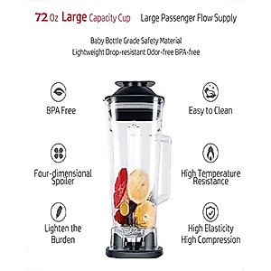 HESINLY Professional Countertop Blender with 2200-Watt Base 72 Oz Jar Multifunctional Household Blender for Smoothies, Shakes & Frozen Drinks
