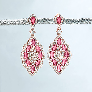 Ross-Simons 6.55 ct. t.w. Pink and White CZ Drop Earrings in 18kt Rose Gold Over Sterling