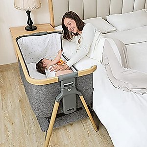 AMKE Baby Bassinets,Bedside Sleeper for Baby,35s Quick Assemble Baby Crib with Storage Basket,Portable Bassinets for Safe Co-Sleeping, Adjustable Baby Bed for Infant Newborn