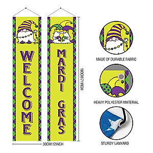 ZDX 2 PCS Mardi Gras Carnival Decor Banner Circus Carnival Baby Shower Carnival Birthday Party Porch Sign Hanging Flag for Home Front Door Yard Decoration Door Banner Sign (71' x 12'in)