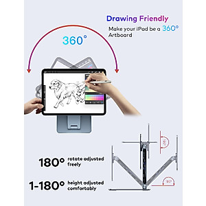 Magnetic Stand Hub for iPad Pro 11 inch, Aluminum Alloy iPad Stand for Desk with Docking Station, Adjustable Holder with 4K@60Hz HDMI, 100W PD, USB 3.0 and 180° Adjustable 360° Rotatable