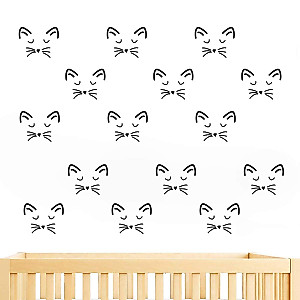 JUEKUI Set of 36 Cat Pattern Wall Decal Cat Lover Gift Nursery Decor Girls Room Decor Animal Art Vinyl Wall Sticker WS44 (Black)