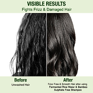 Nykaa Naturals Shampoo, Fermented Rice Water and Bamboo, 13.52 oz - Gentle Cleanser - Restores Dry, Damaged, Frizzy Hair - Provides Intense Hydration