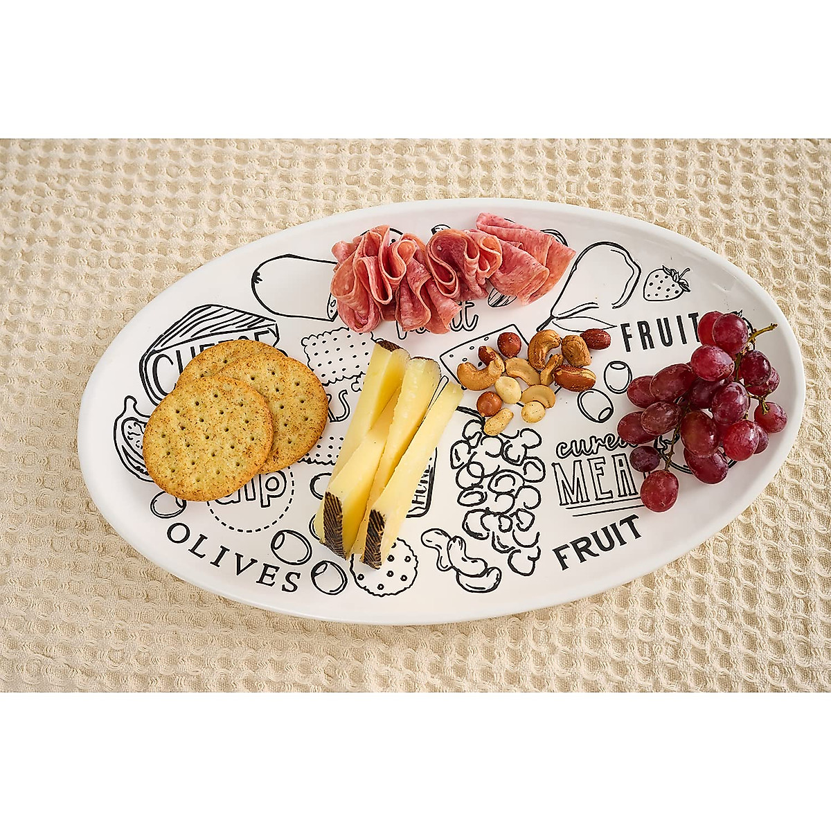 Mud Pie Charcuterie Platter Set, White, 8.5" x 14"
