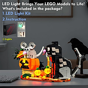 LocoLee LED Light Kit for Lego Halloween Cat and Mouse 40570, Upgraded Pumpkin Lighting Set Accessories Compatible with Lego 40570 Building Set (Lights Only, No Models)