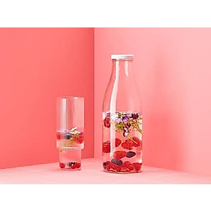 Le Parfait Bottles French Glass Milk Bottle with 48mm Printed Logo Airtight Metal Twist Cap | Used for Smoothie, Water Bottle, Preserved Tomato Sauce & other Soups | 16oz (Pack of 6) 500ml