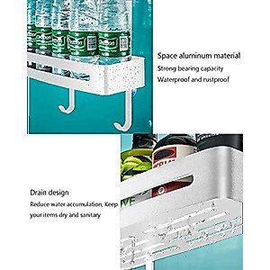 TZAMLI Hanging Shower Caddy Over The Door Shower Organizer, Aluminum Shower Shelf Bathroom Storage Rack with Hook and Basket (Silver-Silver, 2-Tier)