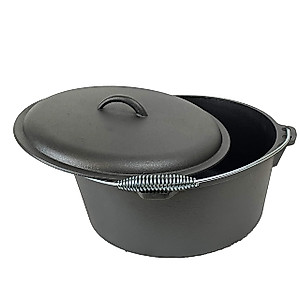 Cuisiland Pre-seasoned 4.5 Quarts Cast Iron Dome Lid Flat Bottom Dutch Oven