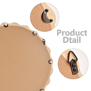 Irregular Wall Mirror,Wood Round Farmhouse Mirror Unique Vanity Mirror,28" Nature Wooden Modern Bathroom Mirror for Washroom Living Room Bedroom