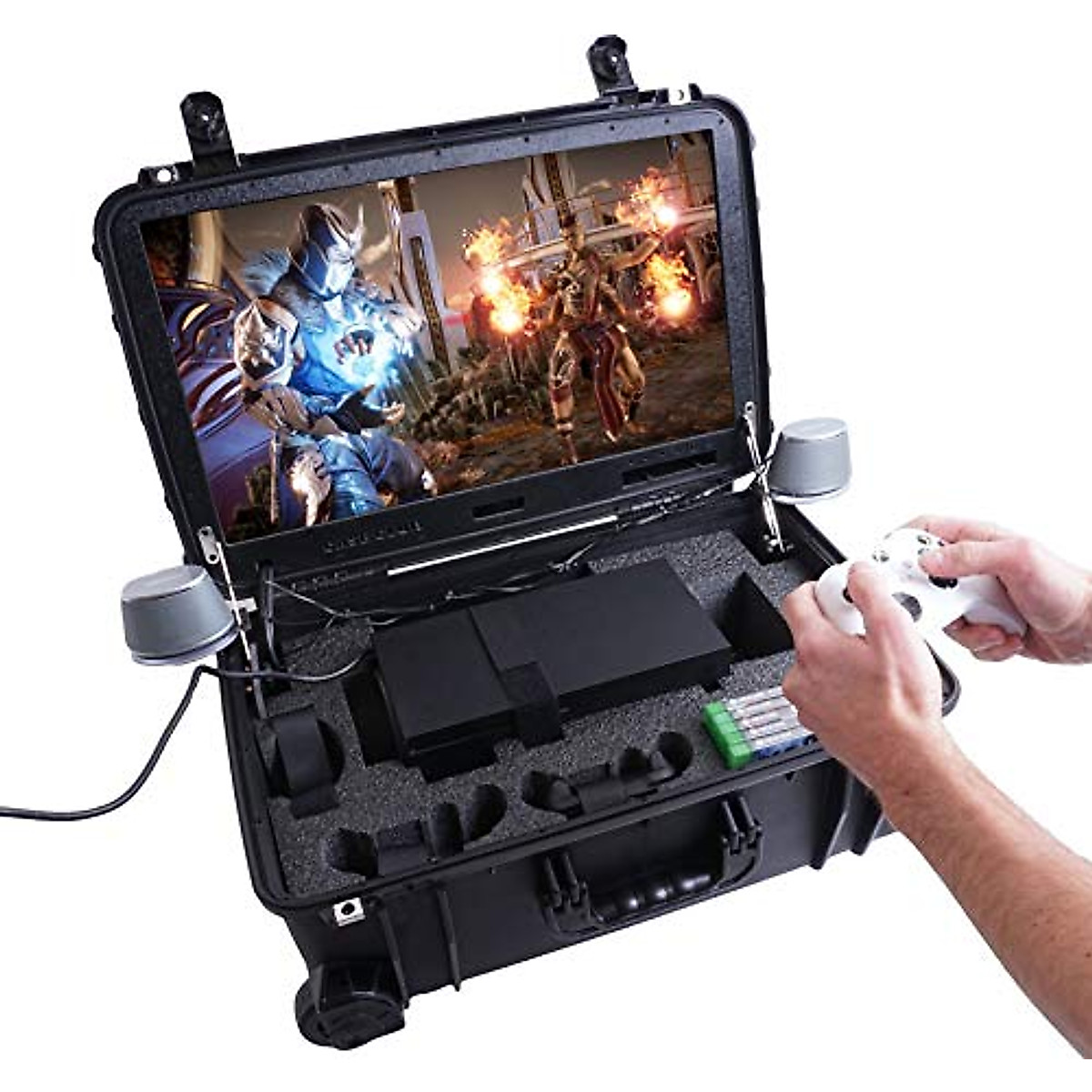 Case Club 4K Gaming Station to Fit Xbox Series Consoles. Comes with Built-in 24" 4K Monitor, Cooling Fans, & Speakers. Fits Xbox Series Console (S or X), Controllers, & Games, (Console NOT Included)