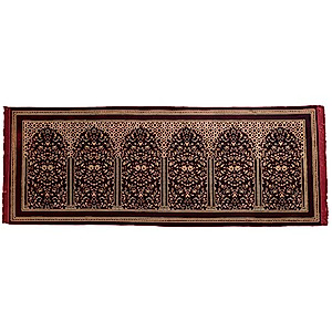 Modefa Turkish Islamic Prayer Rug - Multi Person Janamaz Sajada for Family or Mosque - Large Gathering & Group Praying Carpet - Wide Velvet Praying Mat (6 Person: 43 x 118 in)