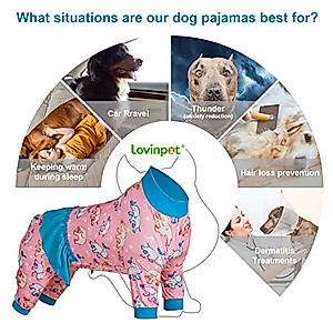 LovinPet Large Dog Onesies, UV Protection, Post Surgery Comfort Clothes, Lightweight Flannel Fabric, Light Pink Baby Elephant Print, Undershirt for Dog Dresses,Blue XXL