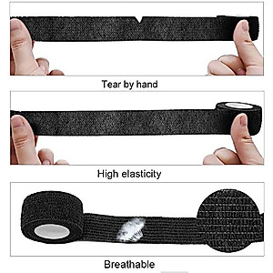 Self Adhesive Bandage Rolls BISIBITA2 Grip Cover Sensi Wrap Tape for Tattoo,Sports,Wrist,Ankle,Pets 5-Yards 24pcs (1 inch, Black)