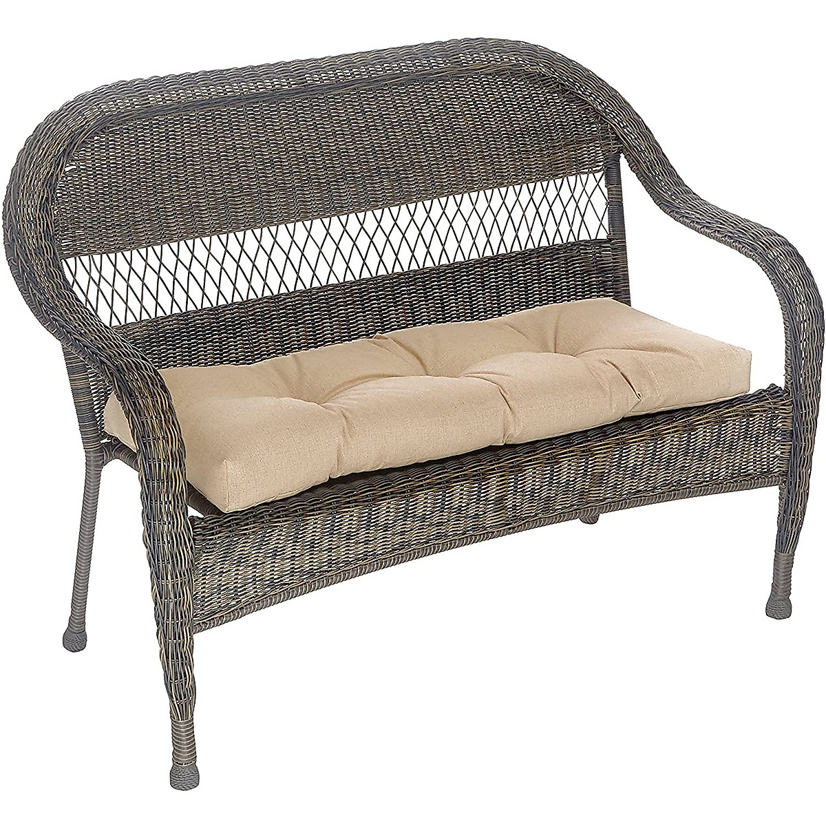 Klear Vu Indoor and Outdoor Bench Cushion Stain, Fade, Water and UV Resistant Seat Pads for Porch Swing and Patio Furniture, 43x19, 1 Count (Pack of 1), Husk Birch