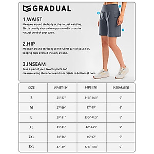 G Gradual Women's High Waisted 9" Bermuda Shorts with Zipper Pockets Athletic Workout Long Shorts for Women Knee Length(Black,M)