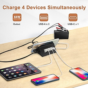 DC 12V 24V to 5V USB Step Down Converter 68W 12v to USB Multi Port Power Adapter Charger for iPhone Android Samsung and Tablet Chargers