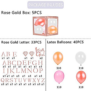Bridal Shower Decorations Rose Gold Boxes | Bachelorette Party Decorations | Baby Shower Decorations for Girls | Happy Birthday Decorations Balloon DIY Name Box with A-Z Letters & Balloons JSN PARTY