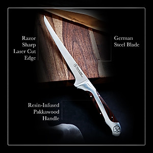 Hammer Stahl 9-Inch Fillet Knife | German Forged High Carbon Steel Fishing Knife | Flexible Kitchen Knife For Filleting, Boning, Trimming & Slicing | Ergonomic Quad-Tang Pakkawood Handle & Gift Box