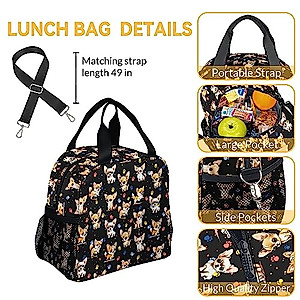 NICEFORNICE Chihuahua Dog Kids Backpack with Lunch Box, Set of 3 School Backpacks Matching Combo, Cute Black Bookbag and Pencil Case Bundle