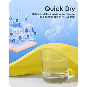 Boladeci Mens Shirts Short Sleeve Rash Guard Swim Shirts for Men Sun UV Protection Clothing Blank Yellow Work-Out Gym Running Athletic Shirts Tees