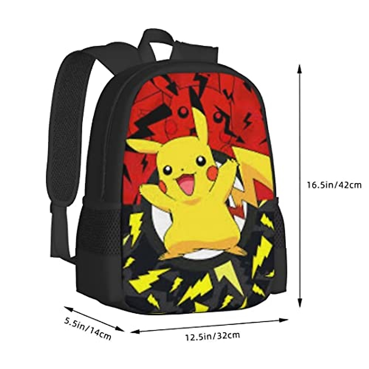 Pokemon School Backpack 3D Pattern Printed Lightweight Bookbag Cartoon Anime Casual Daypack for Back to School Teens Elementary Middle School Bookbag