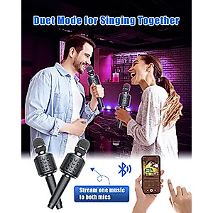 XZL Bluetooth Karaoke Microphone for Kids & Adults, Wireless Rechargeable Mic with Built-in Stereo Speaker, Echo｜Duet Mode｜Recording｜Music Playback, Premium Leather Handle, Portable Storage Case