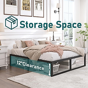 Yitong Angel King Bed Frame, 14 Inch High 3500 lbs Metal Platform, Mattress Foundation with Steel Slat Support/No Box Spring Needed/Noise Free/Non-Slip/Easy Assembly