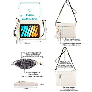 B BRENTANO Vegan Multi-Zipper Crossbody Handbag Purse with Tassel Accents (Black 1)