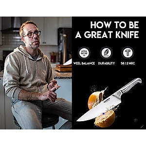 enowo Kitchen Knife Set with Block, 14 Pieces German Stainless Steel Knife Block Set, Hollow Handle Chef Knife Set Built-in Sharpeners Right