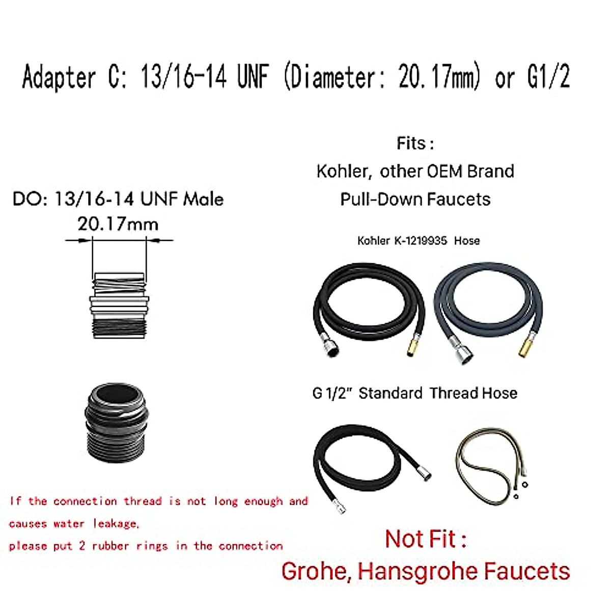 Weirun Replacement Universal Sprayer Pull Out Spray Head for Kitchen Sink Pull-Down Faucet 1/2-Inch IPS Connector 2-Function, Brushed Nickel