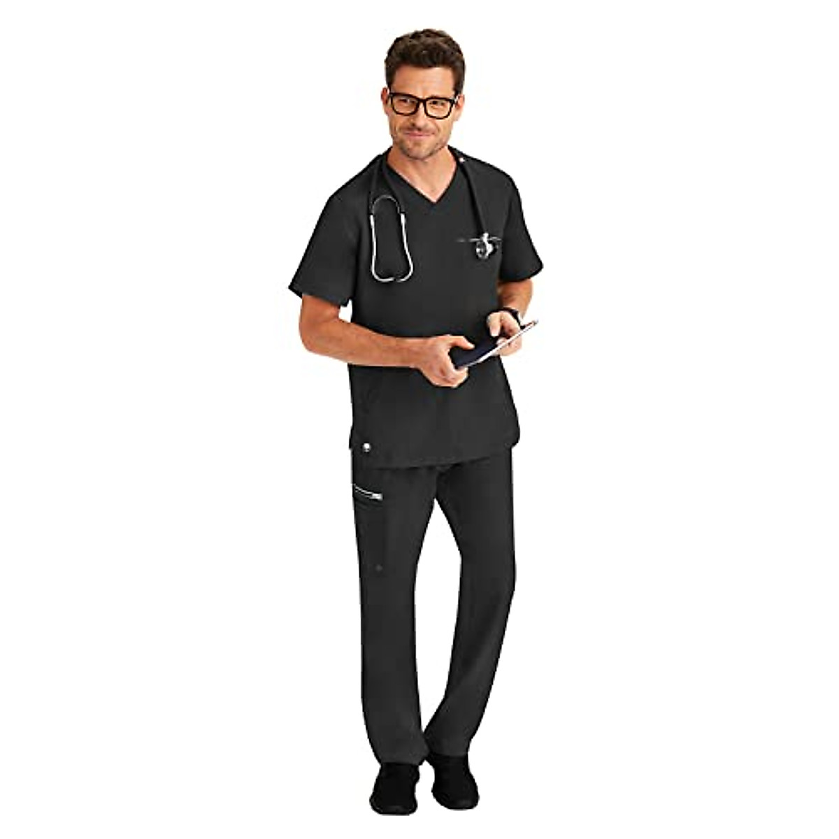Healing Hands 6 Pocket Mens Scrubs Pant HH360 9171 Noah Cargo Scrub Pant for Men Full Elastic with Drawstring Black MSH