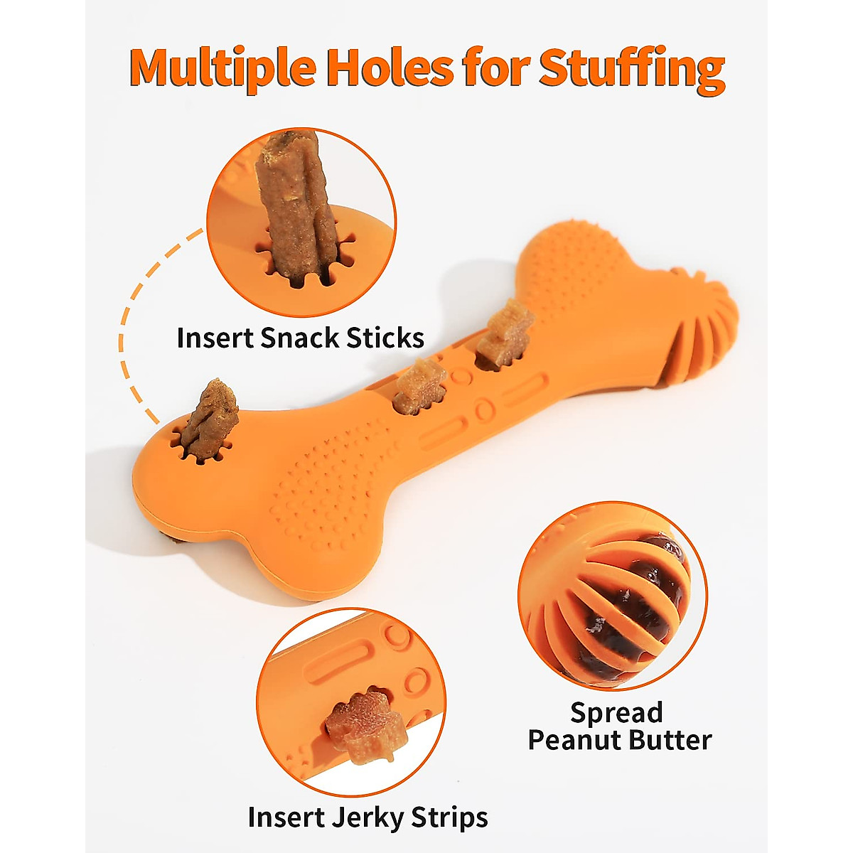 SCHITEC Puppy Chew Toys, [2 Pack] Interactive Treat Dispensing Puzzle Toy for Small Dogs, Tough Rubber Teething Dog Bones for Puppies