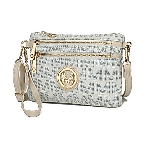 MKF 2 in 1 Crossbody Bags for Women, Wristlet Purse - Ladys Small PU Leather Messenger Handbag - Adjustable Strap White