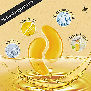 Adofect 31 Pairs Under Eye Patches -Reduce Eye Bags -24K Gold Eye Mask Collagen Under Eye Gel Pads for Puffiness and Dark Circle, Wrinkle, Revitalize and Refresh Your Skin