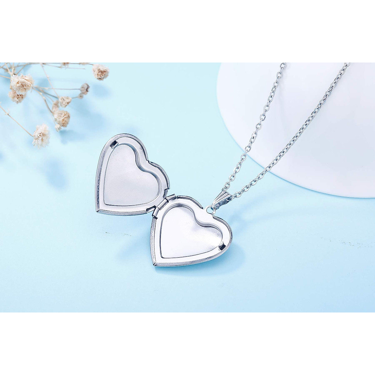 YOUFENG Unicorns Gifts for Her Love Heart Locket Necklace that Holds Pictures Enamel Locket Pendant Gifts for Women